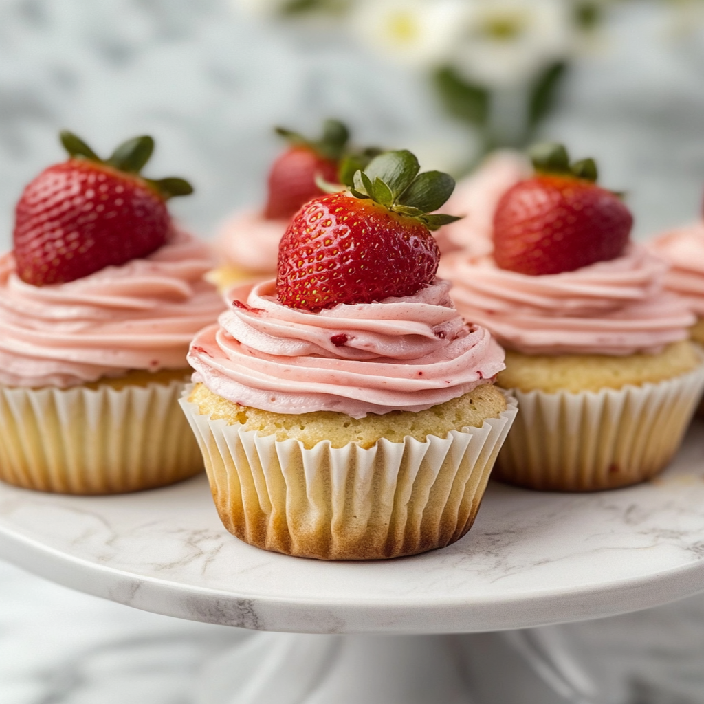 Fresh Strawberry Cupcakes with Strawberry Buttercream