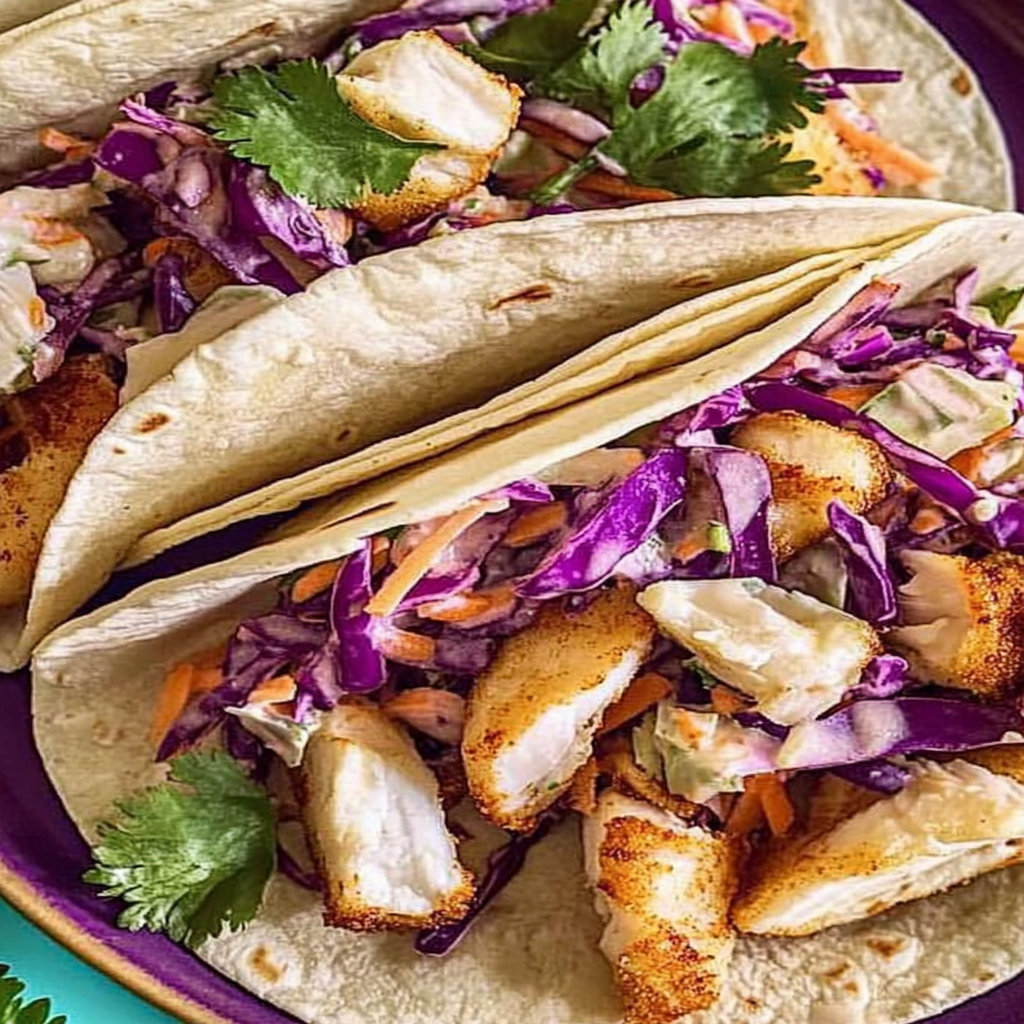 Summer Fish Tacos with Cabbage Slaw