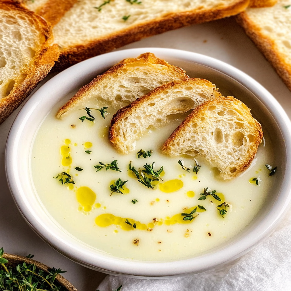 Creamy Garlic Bread Soup