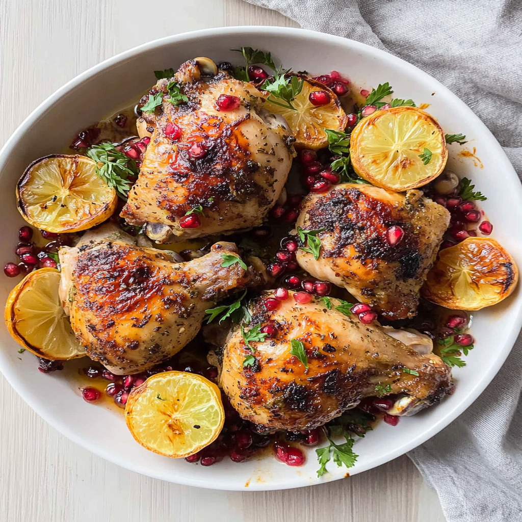 Oven-roasted Chicken with Sumac, Pomegranate Molasse