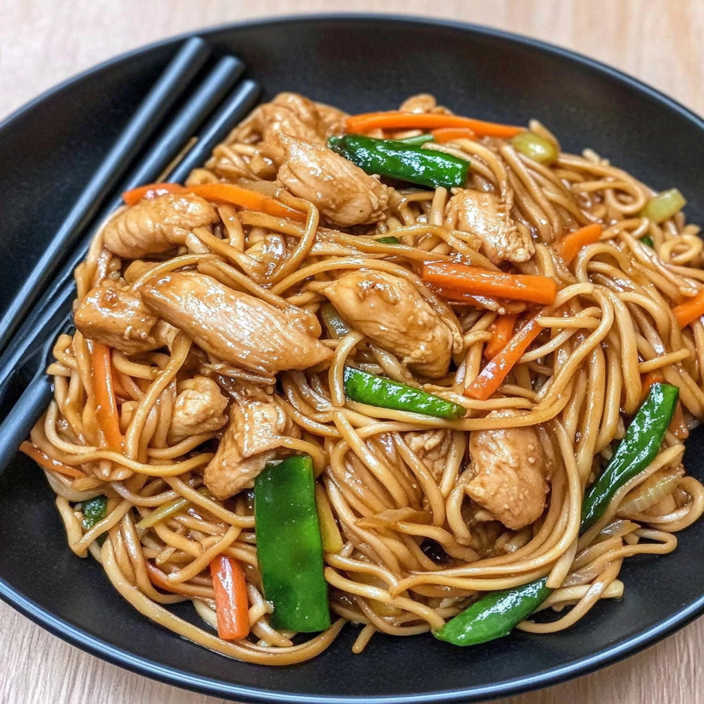 Authentic Chicken Lo Mein with Fresh Vegetables